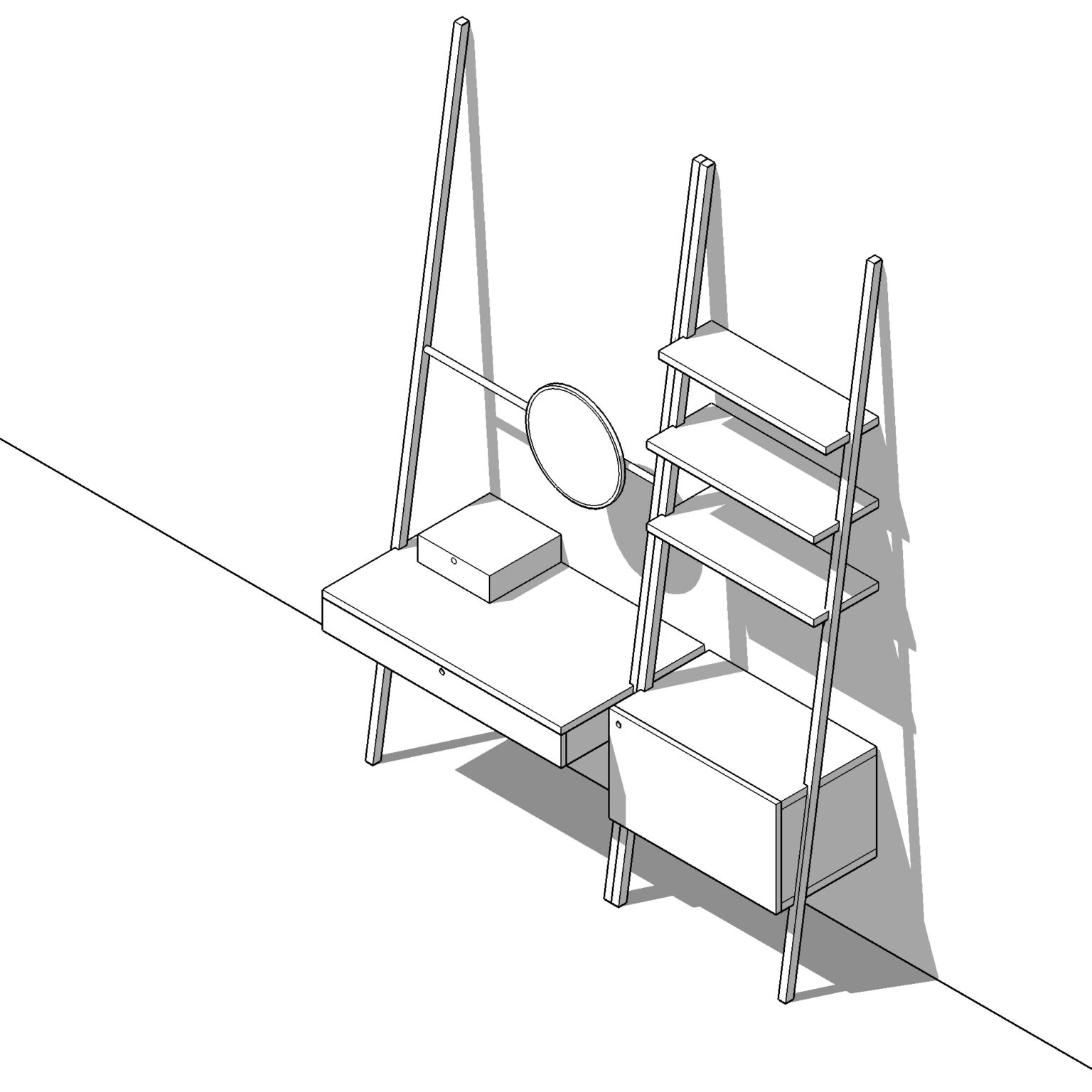Our components: desks, sideboards, modular equipped walls. - Vud Design